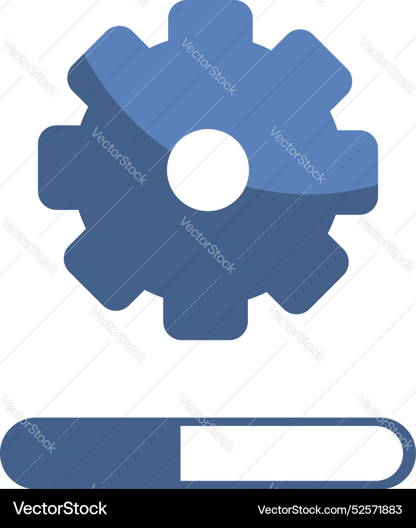 Blue Gear Icon Showing Software Update Progress Vector Image