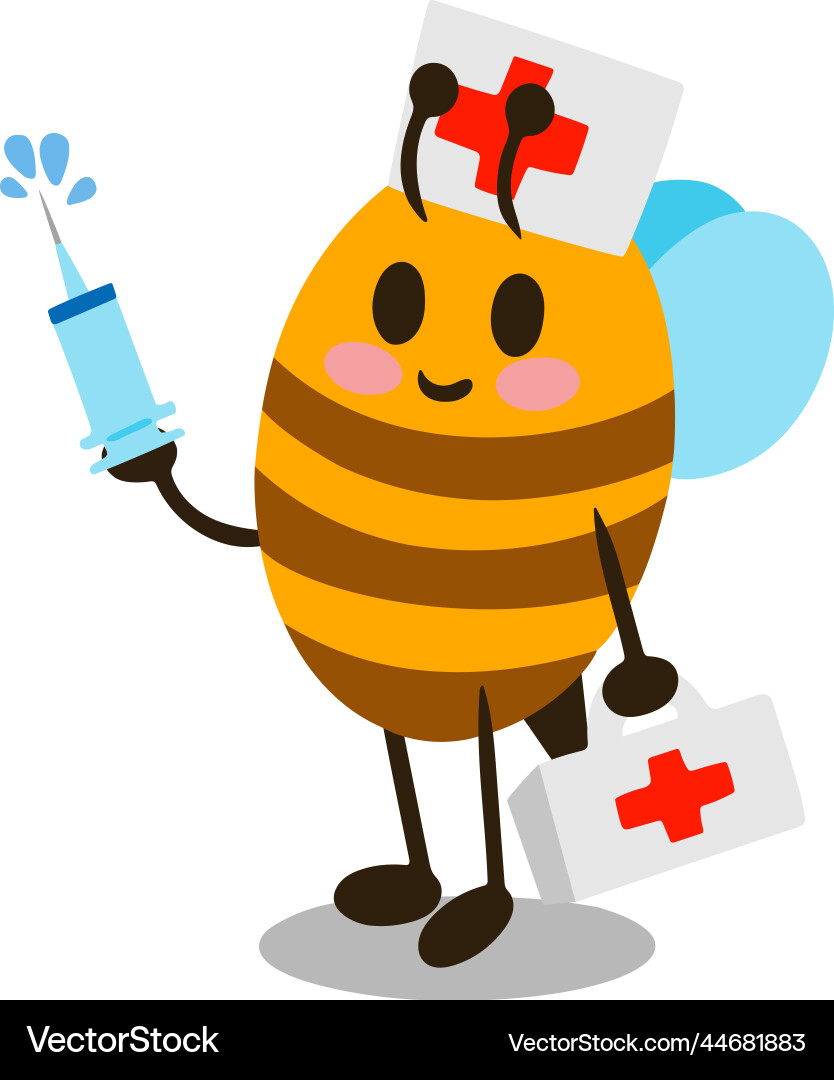 Cute Bee Nurse with Syringe Royalty Free Vector Image