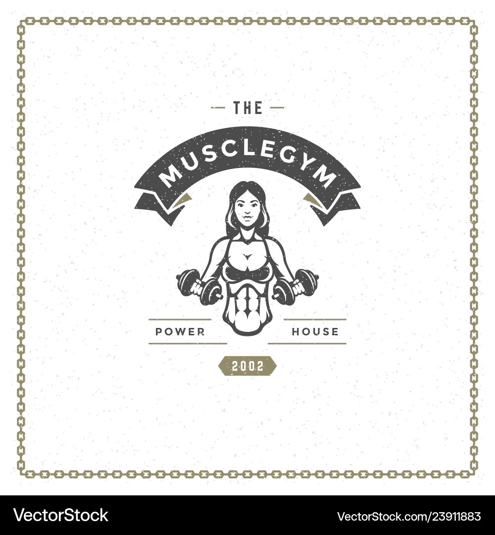 Fitness gym badge or emblem Royalty Free Vector Image