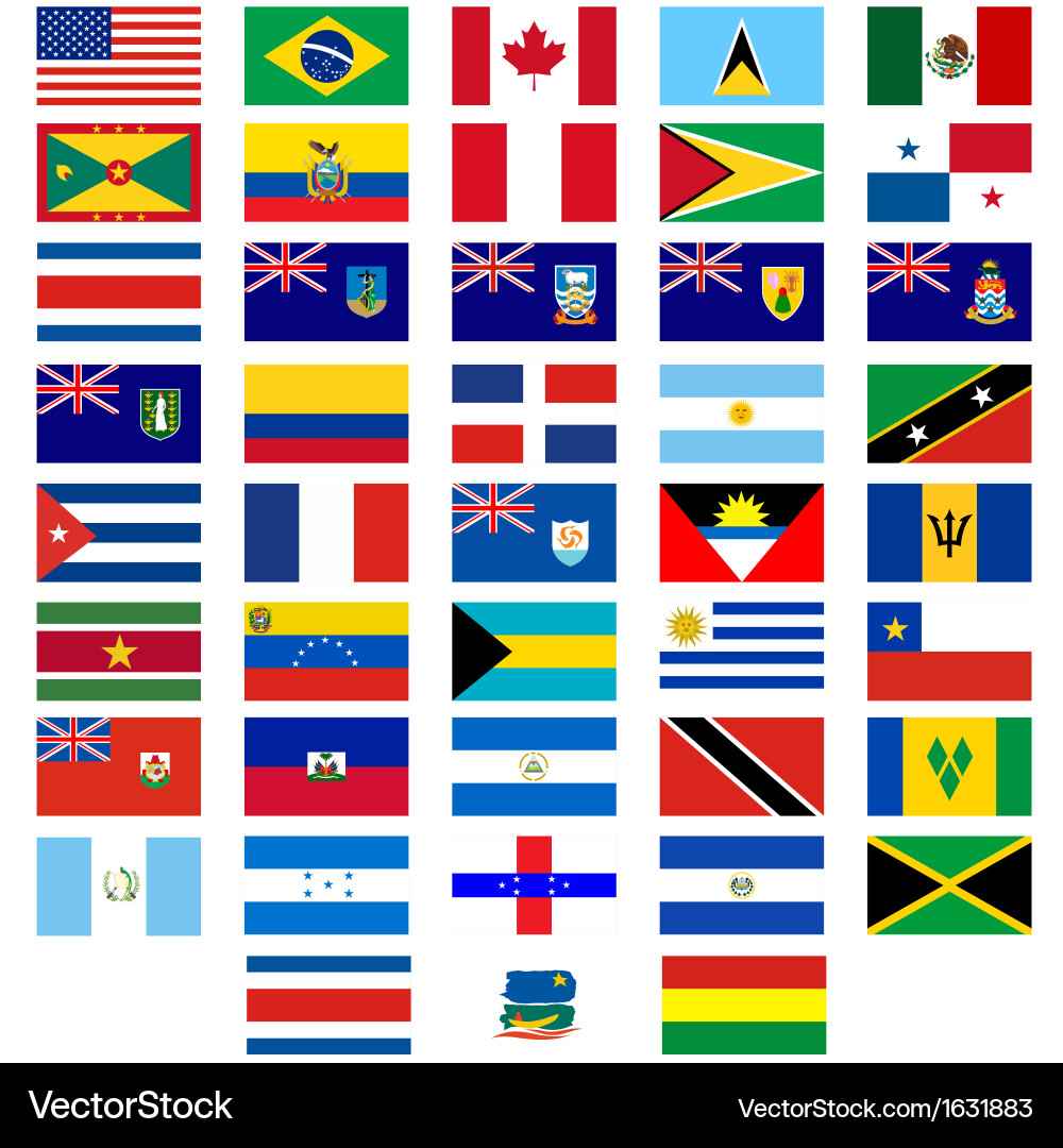 Flags of the countries america Royalty Free Vector Image