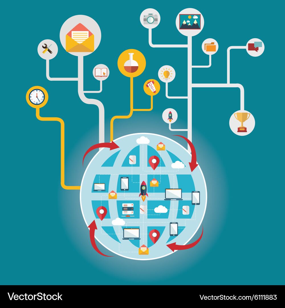 Network and global communication connecting Vector Image