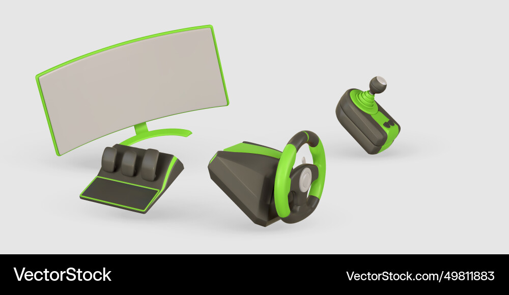 Realistic 3d computer monitor game steering wheel Vector Image