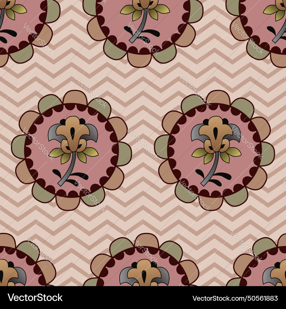Seamless color full paisley flower bunch pattern Vector Image