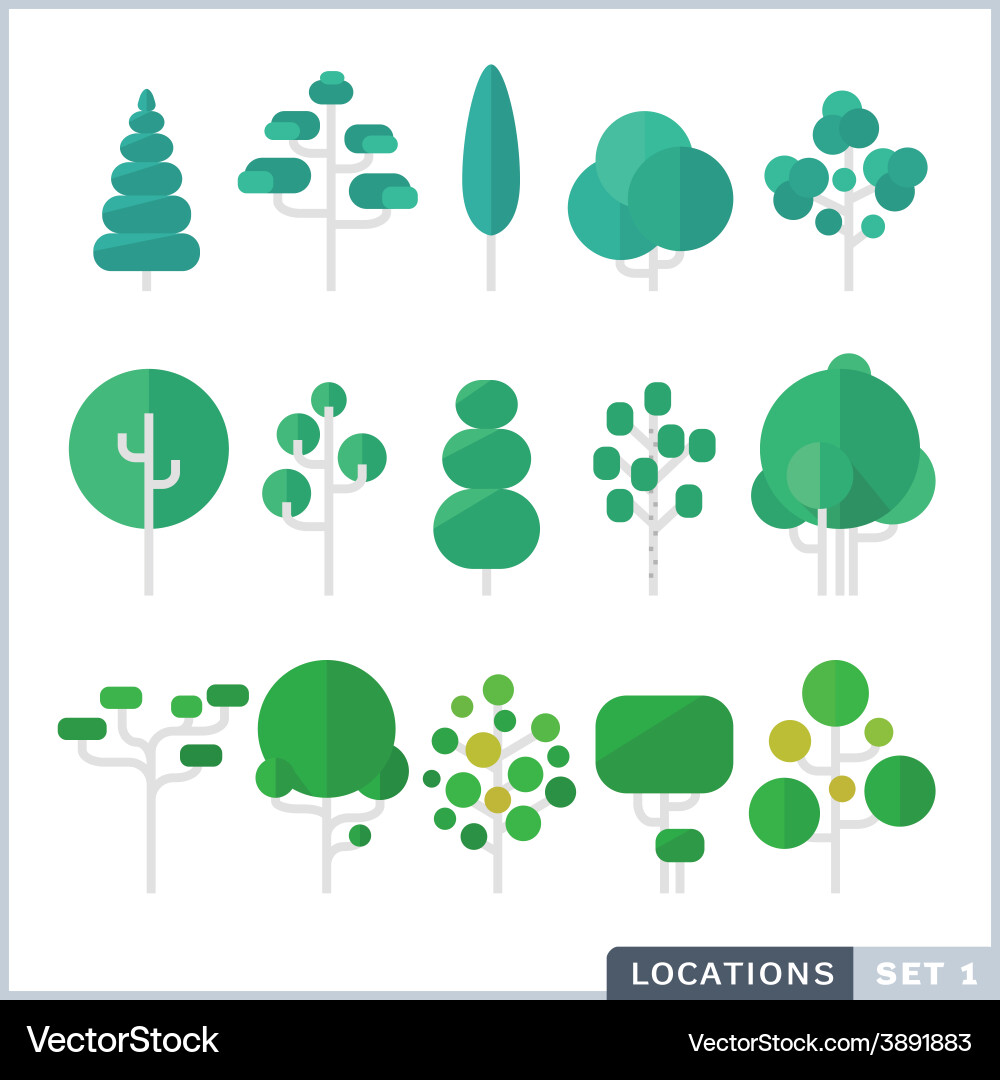 Tree flat icon set Royalty Free Vector Image - VectorStock