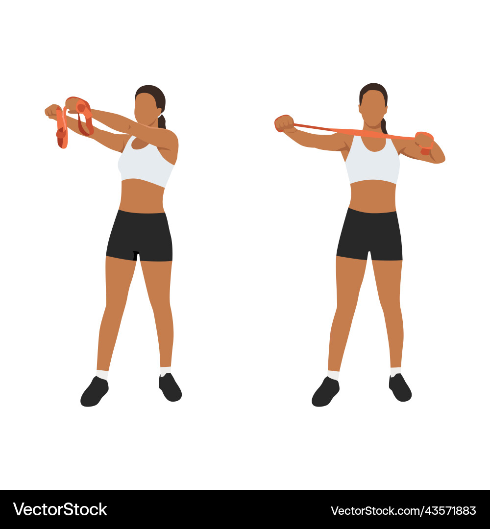 Woman doing upper back exercise archer Royalty Free Vector