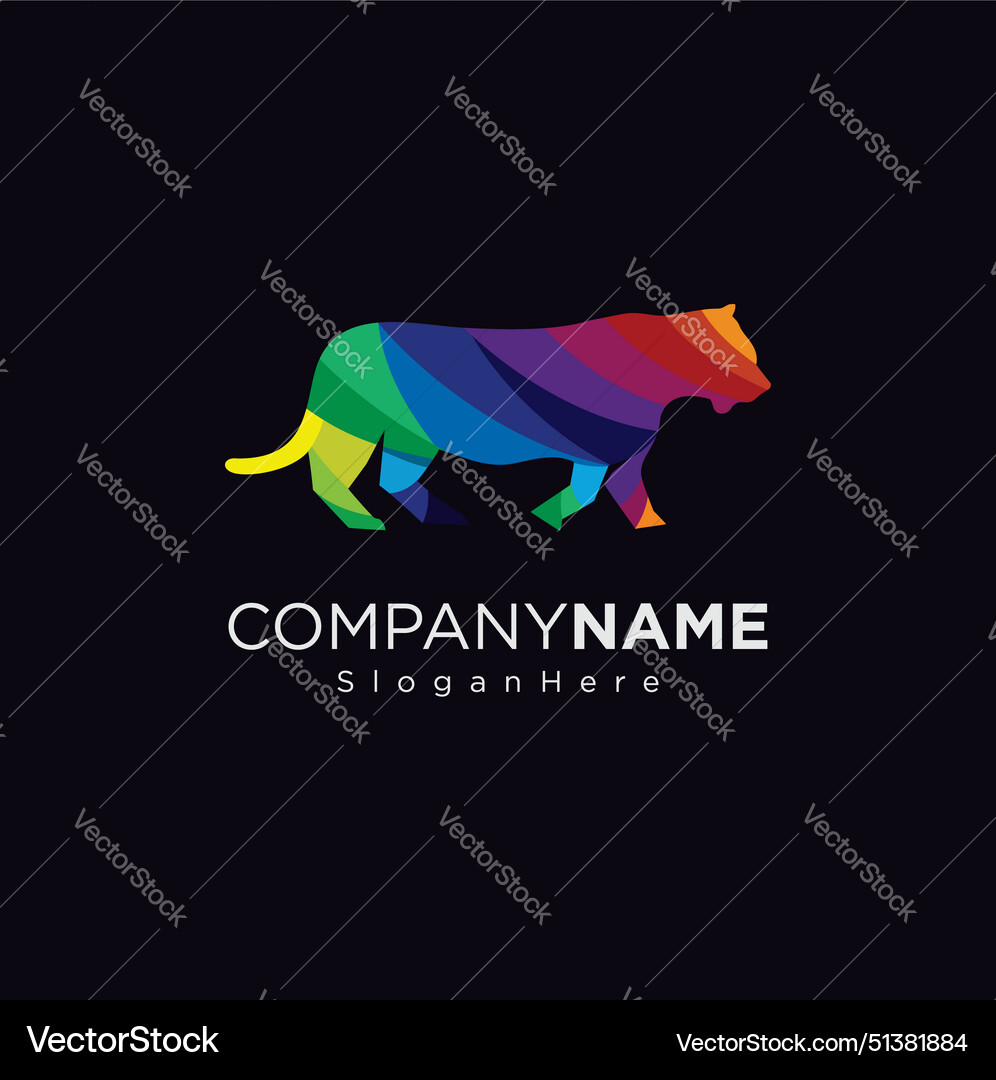 Abstract colorful gradient tiger logo wild Vector Image