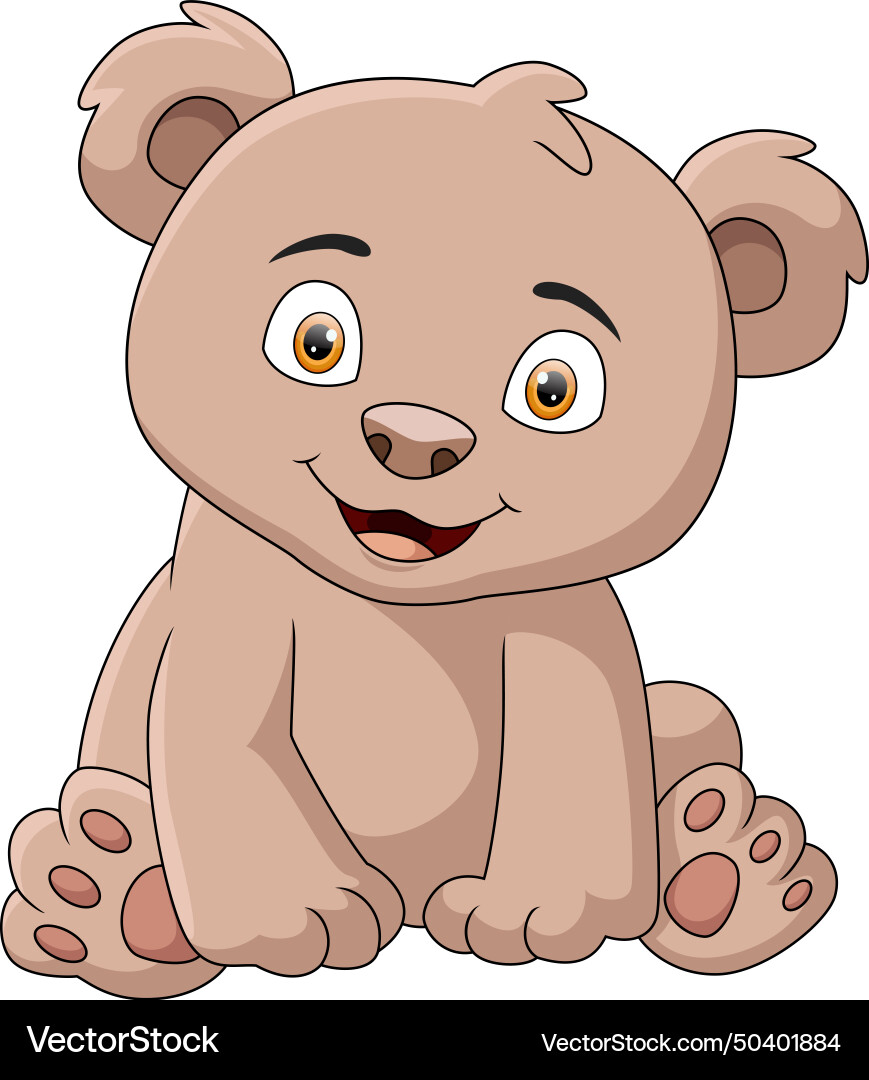 Cute little bear cartoon sitting Royalty Free Vector Image
