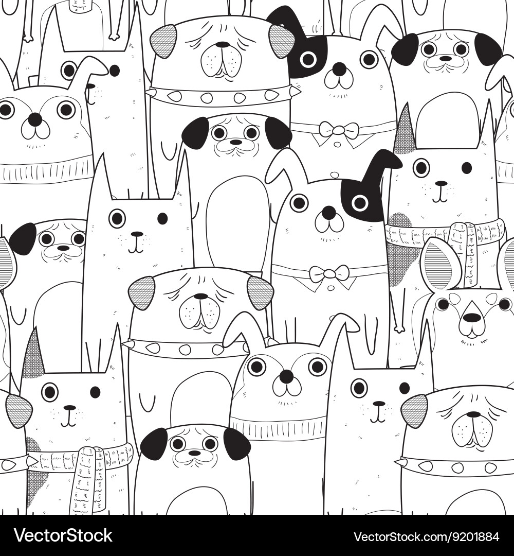 Dogs mix pattern Royalty Free Vector Image - VectorStock