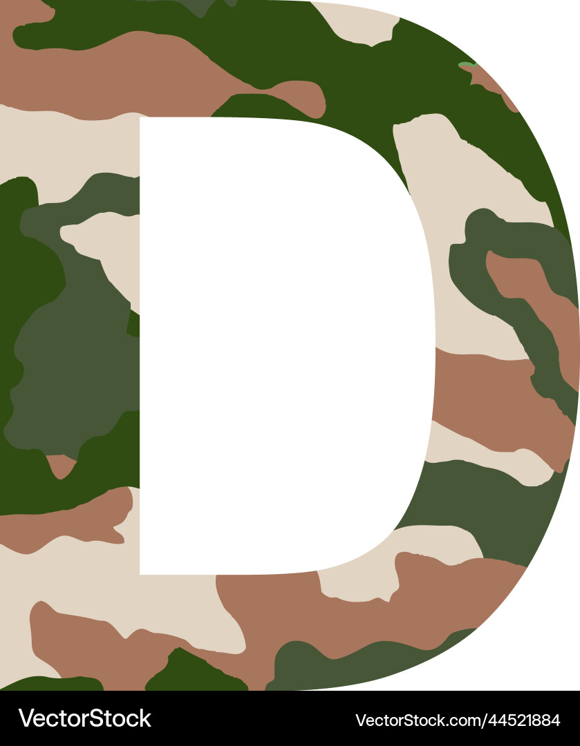 English alphabet letter d khaki style isolated Vector Image