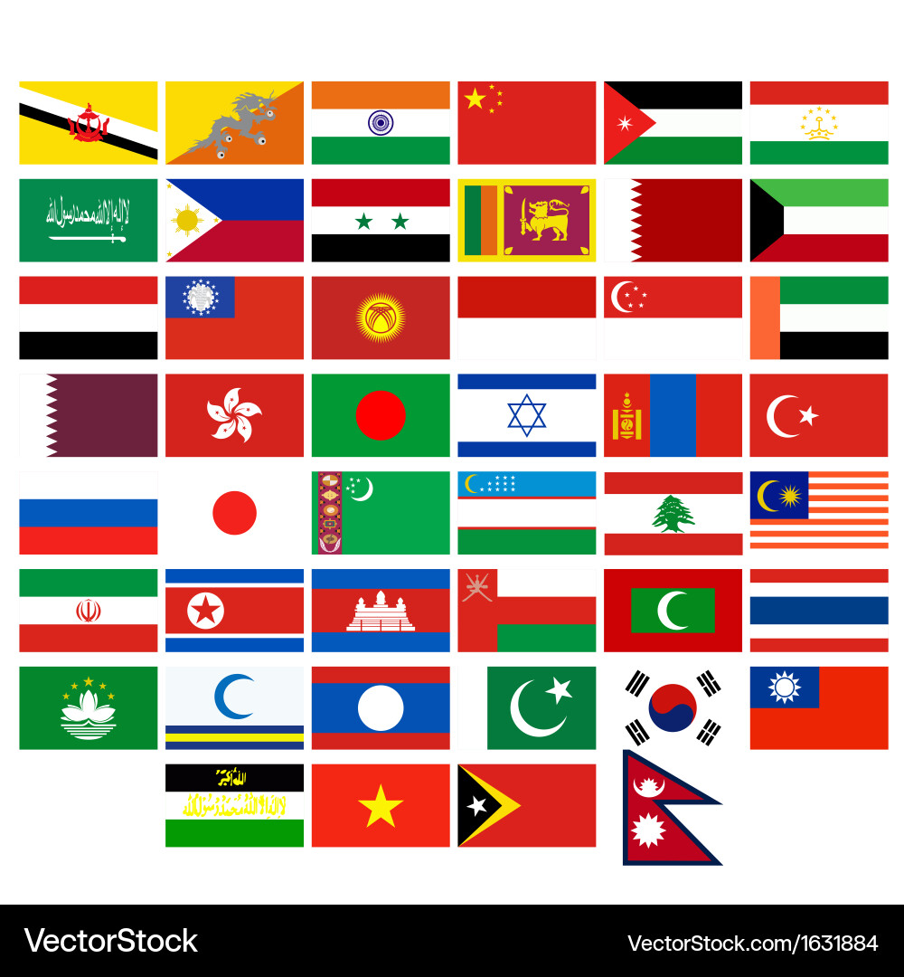 Flaggen der Länder asia Royalty Free Vector Image