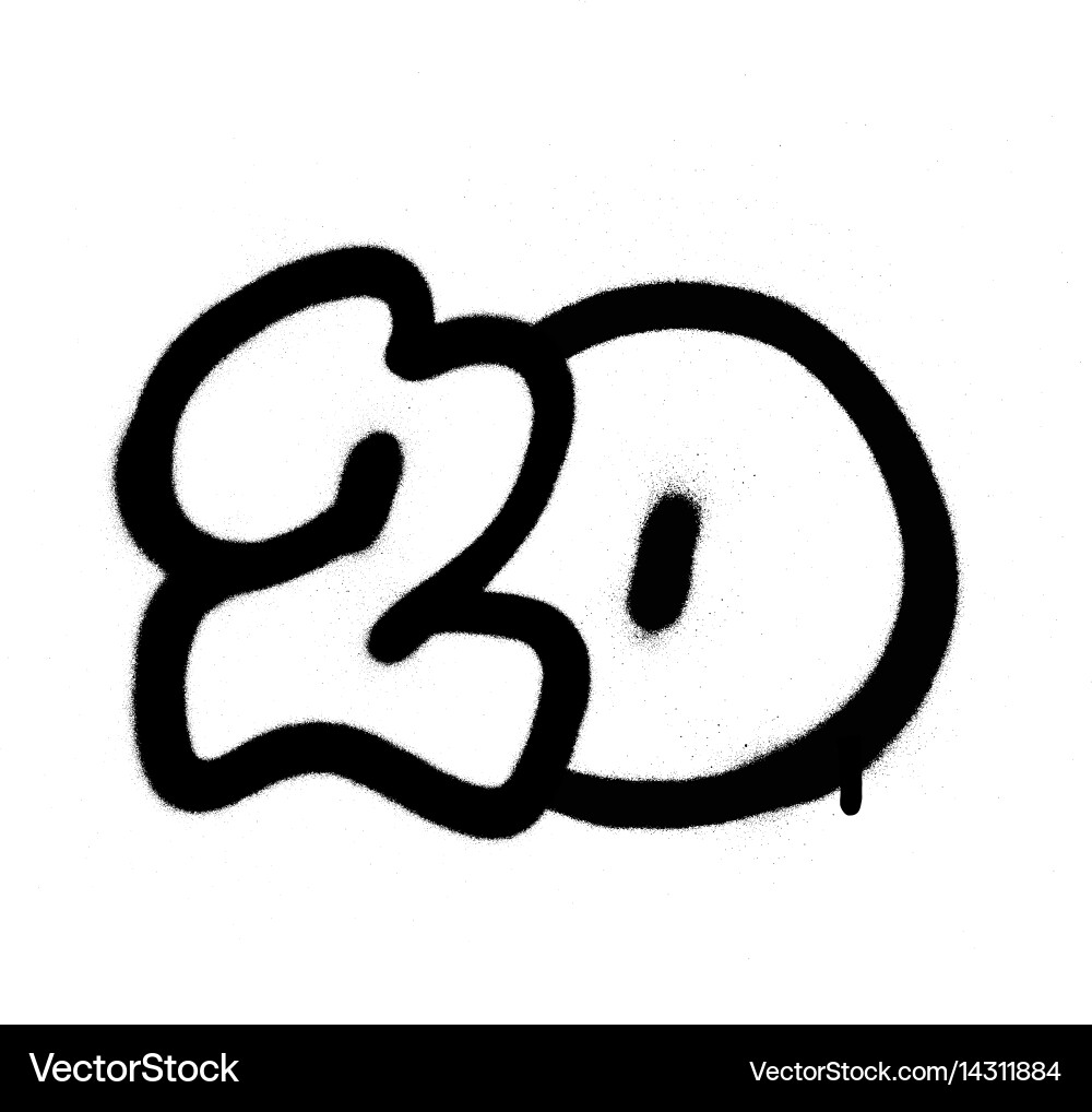 Graffiti number 20 twenty sprayed in black Vector Image
