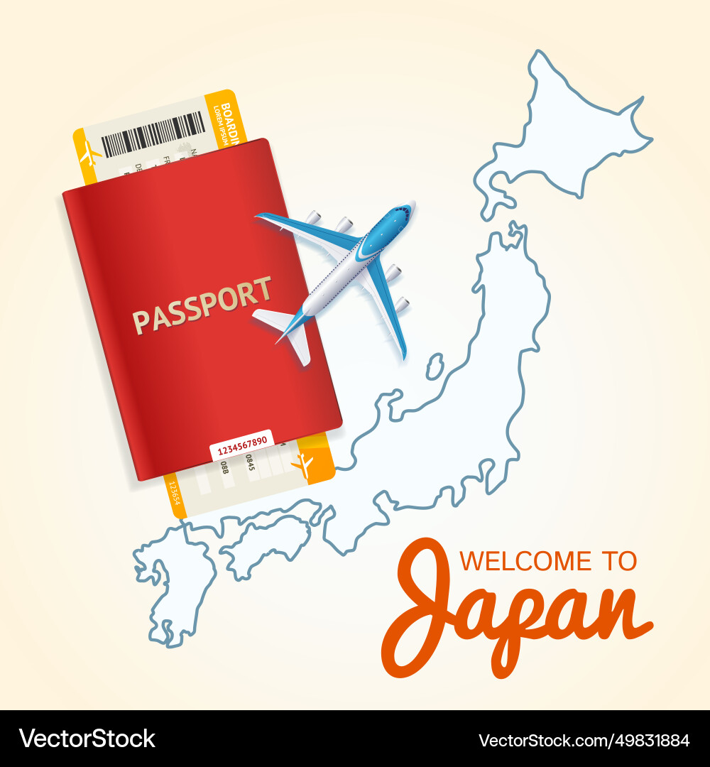 Japan concept with realistic detailed 3d element Vector Image