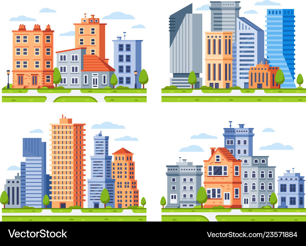Modern City Buildings & Housing Royalty Free Vector
