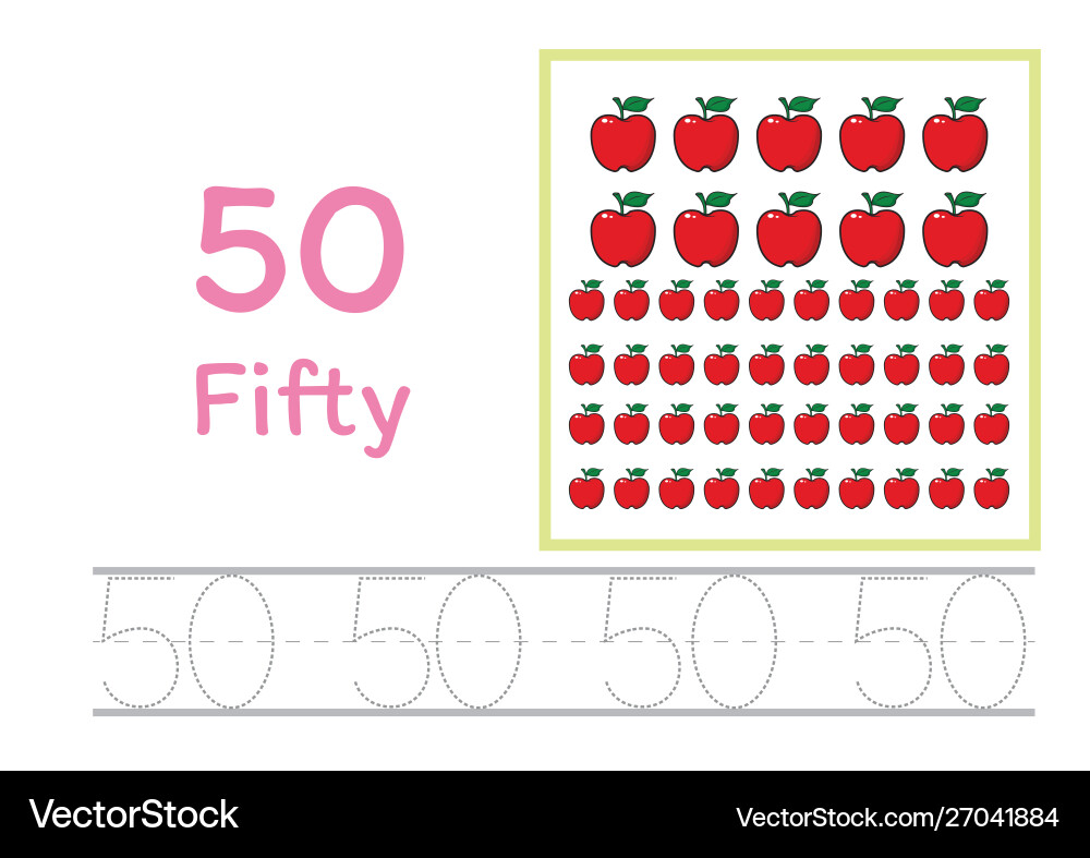Number tracing and writing worksheet Royalty Free Vector