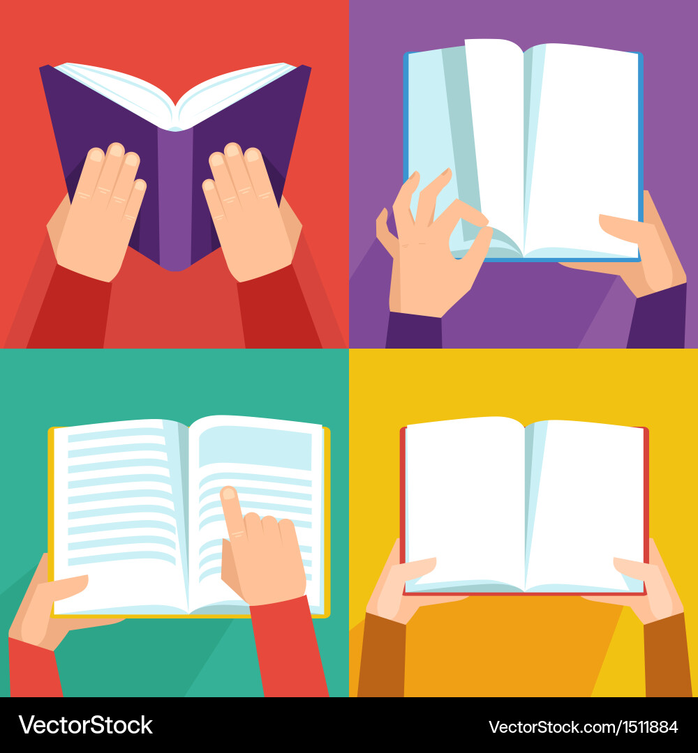 Set of hand holding books Royalty Free Vector Image