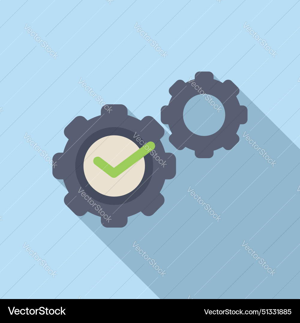 Achievement concept with gears and checkmark Vector Image