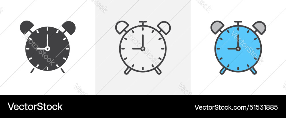 Alarm clock icon set deadline timer symbol Vector Image