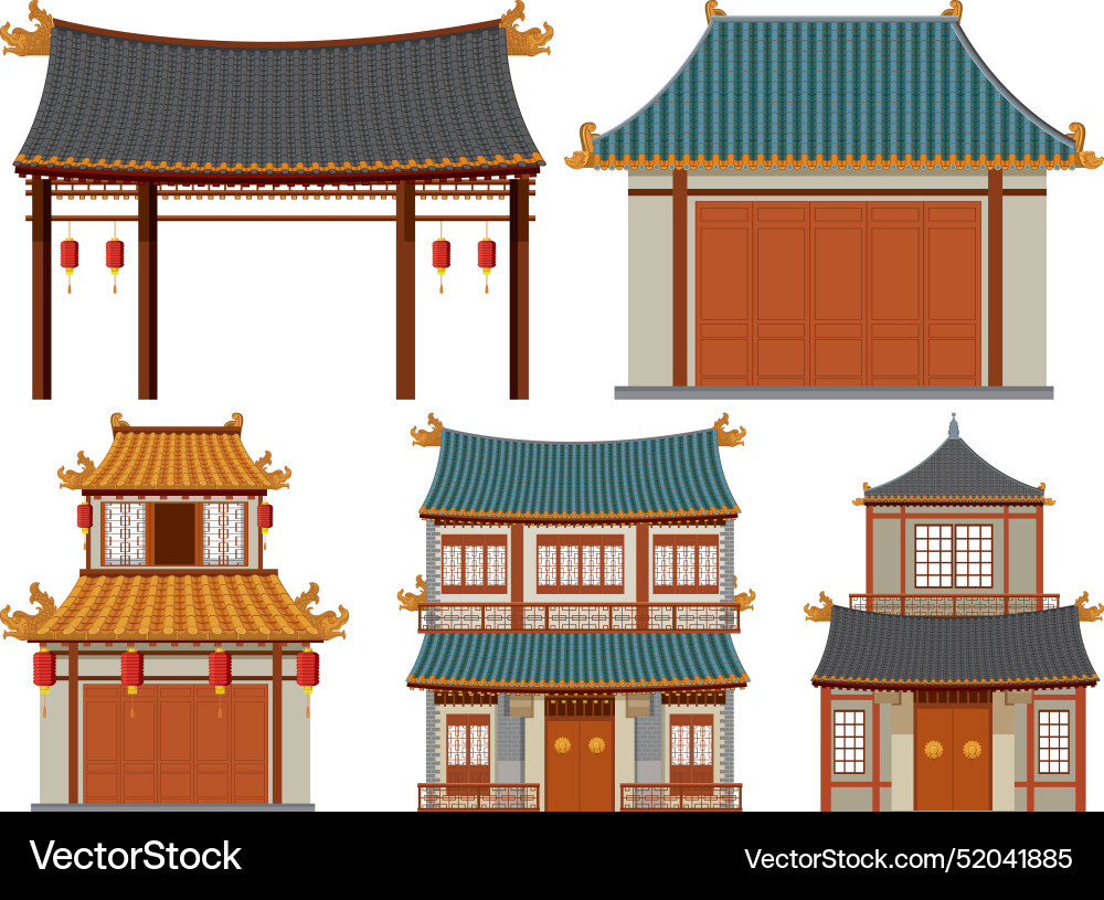 Art of traditional asian architectural structures Vector Image