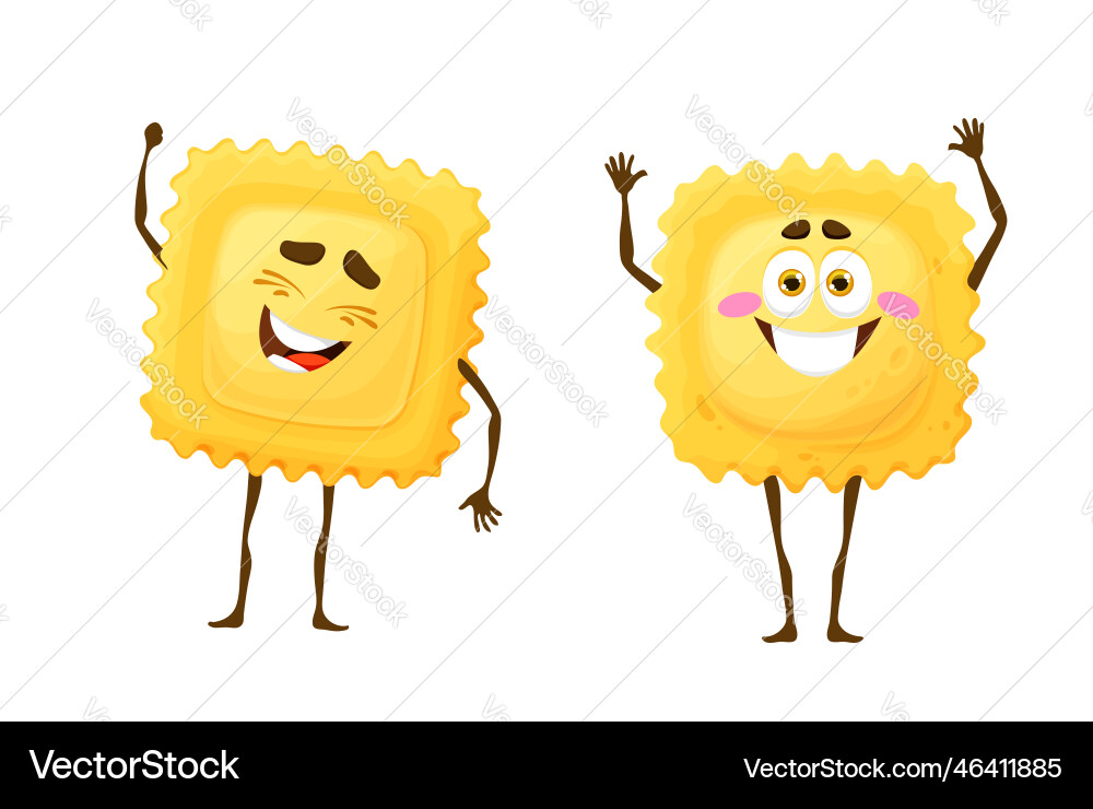Cartoon ravioli pasta characters funny macaroni Vector Image