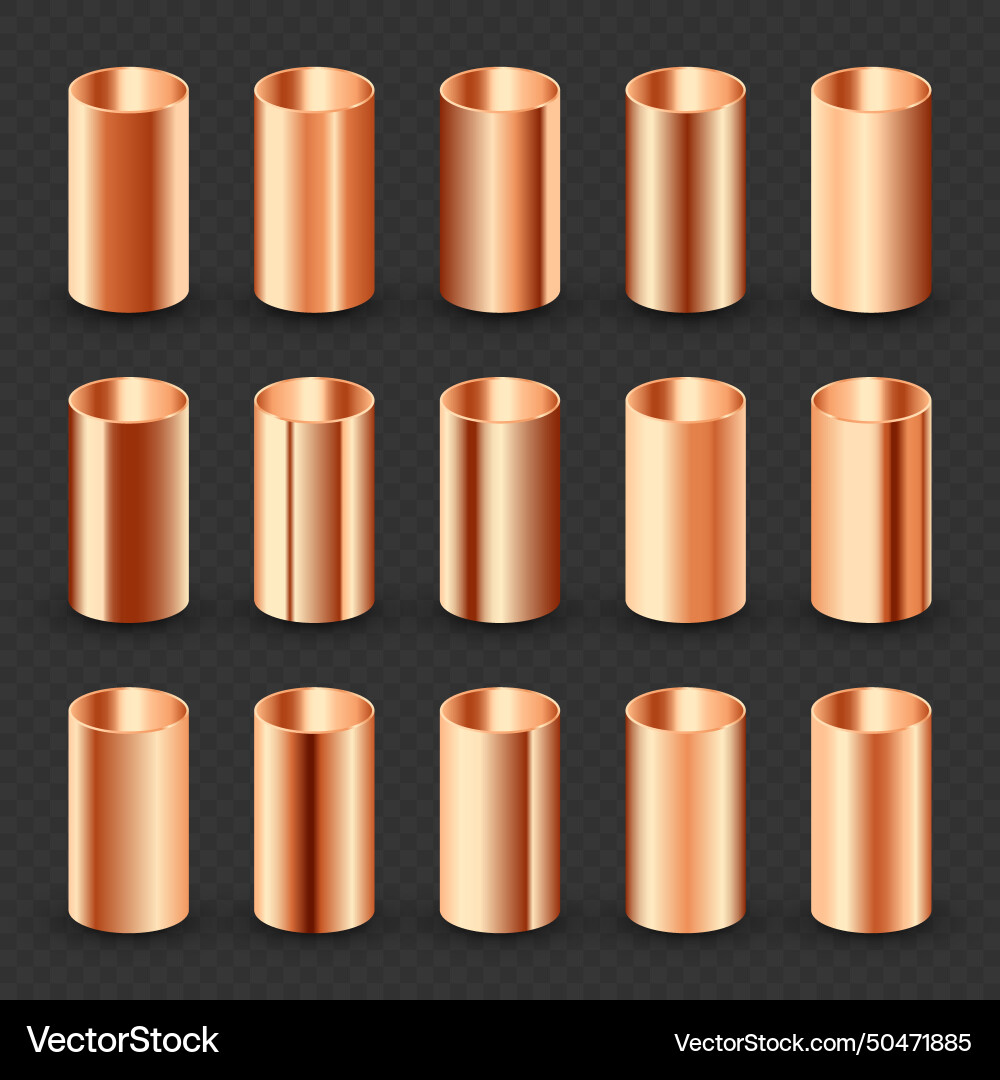Copper pipes collection construction material Vector Image