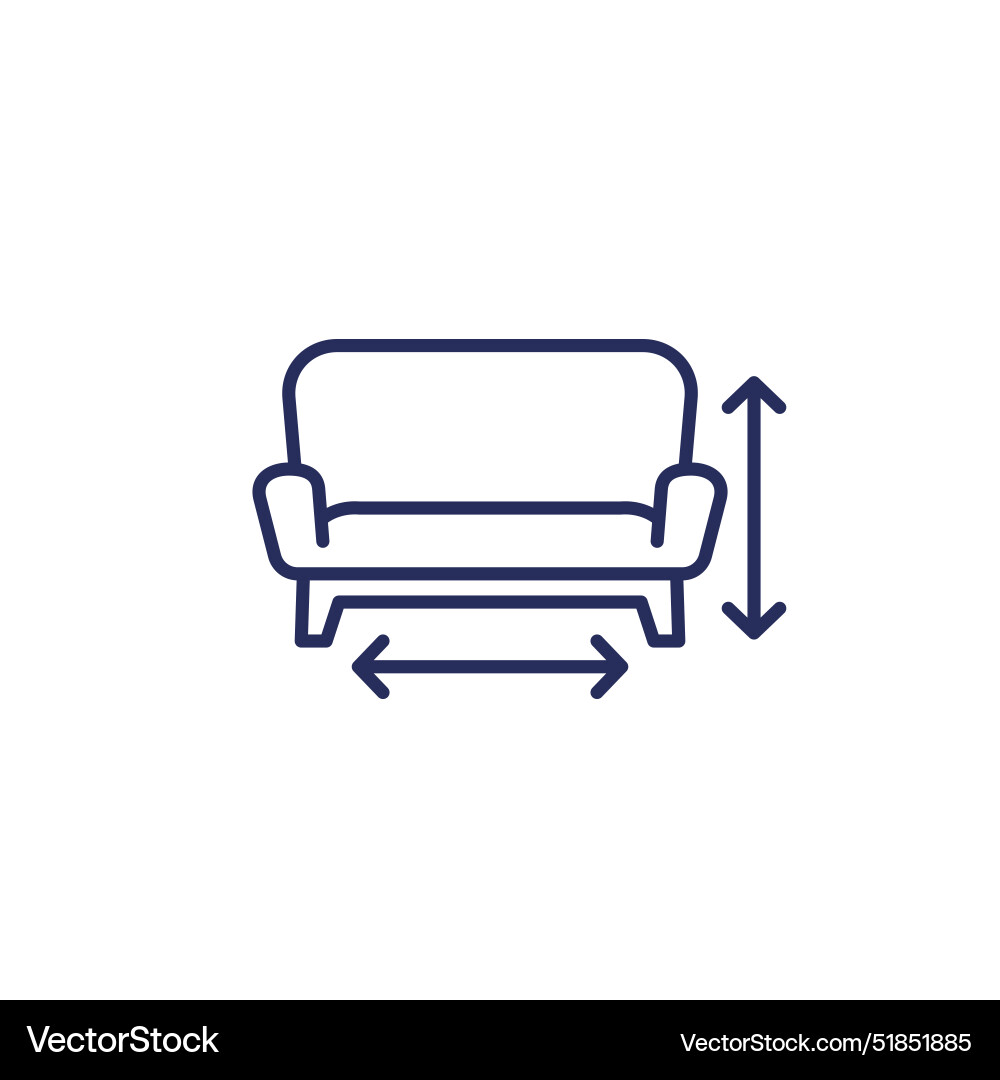 Couch size line icon on white Royalty Free Vector Image
