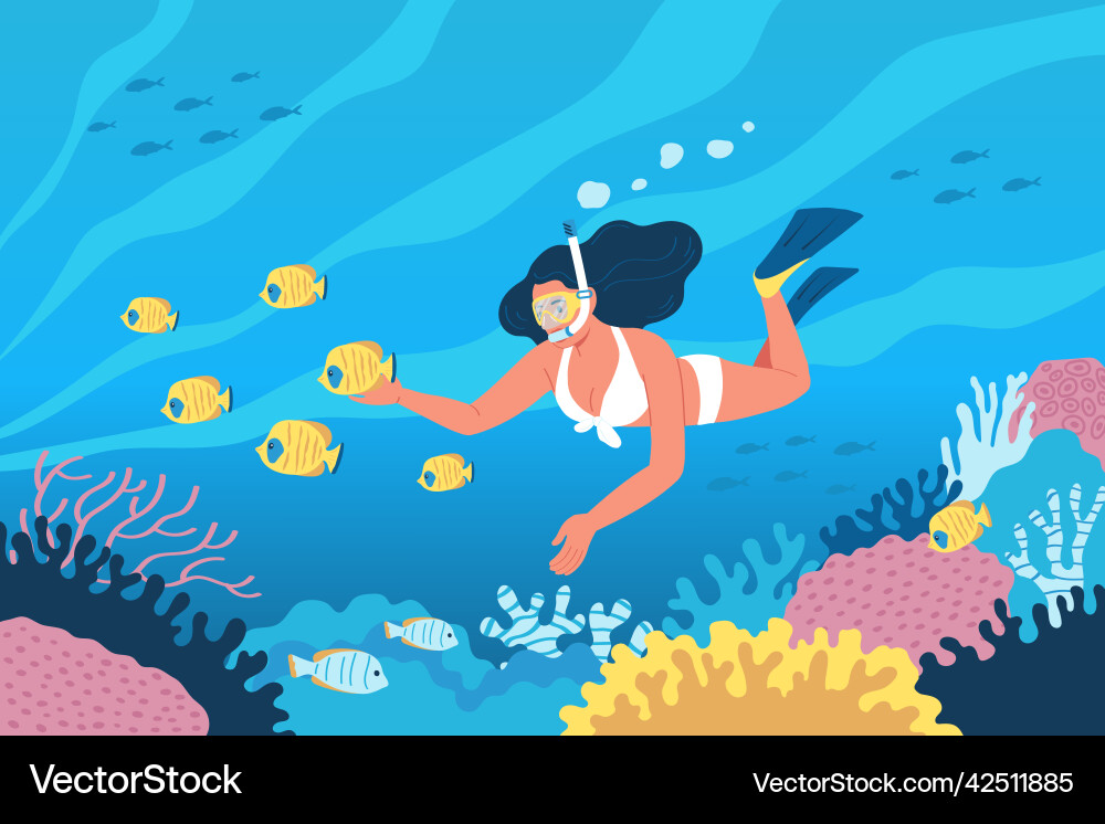 Diving flat Royalty Free Vector Image - VectorStock