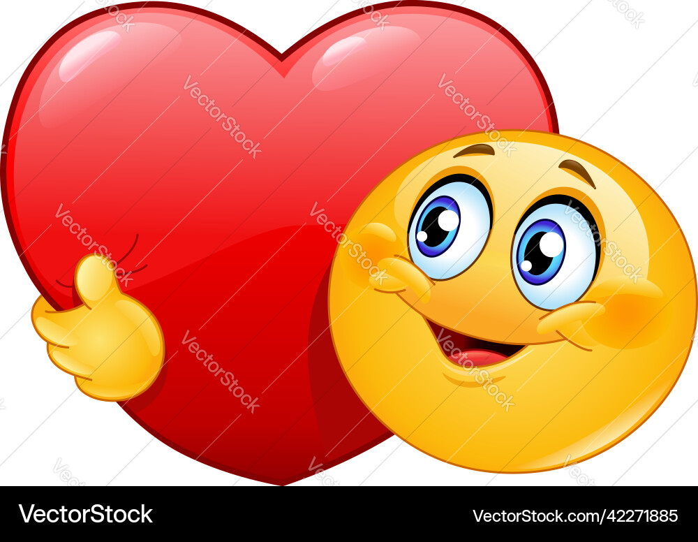 Hugging big heart emoticon Royalty Free Vector Image
