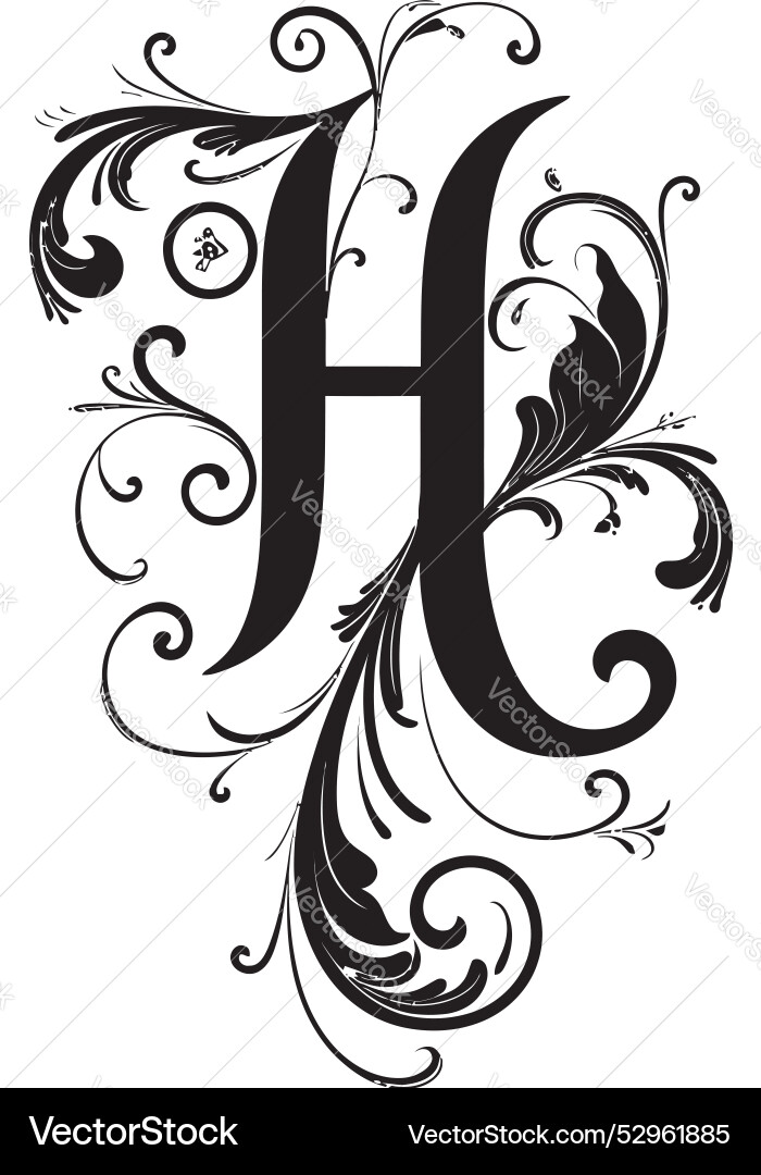 Hypnotic swirls mesmerizing letter h decor Vector Image