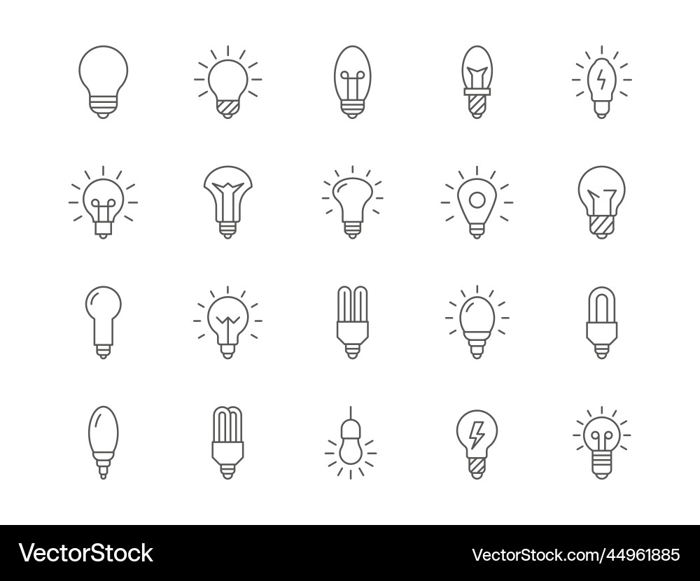 Light bulb line lamp symbols idea icons simple Vector Image
