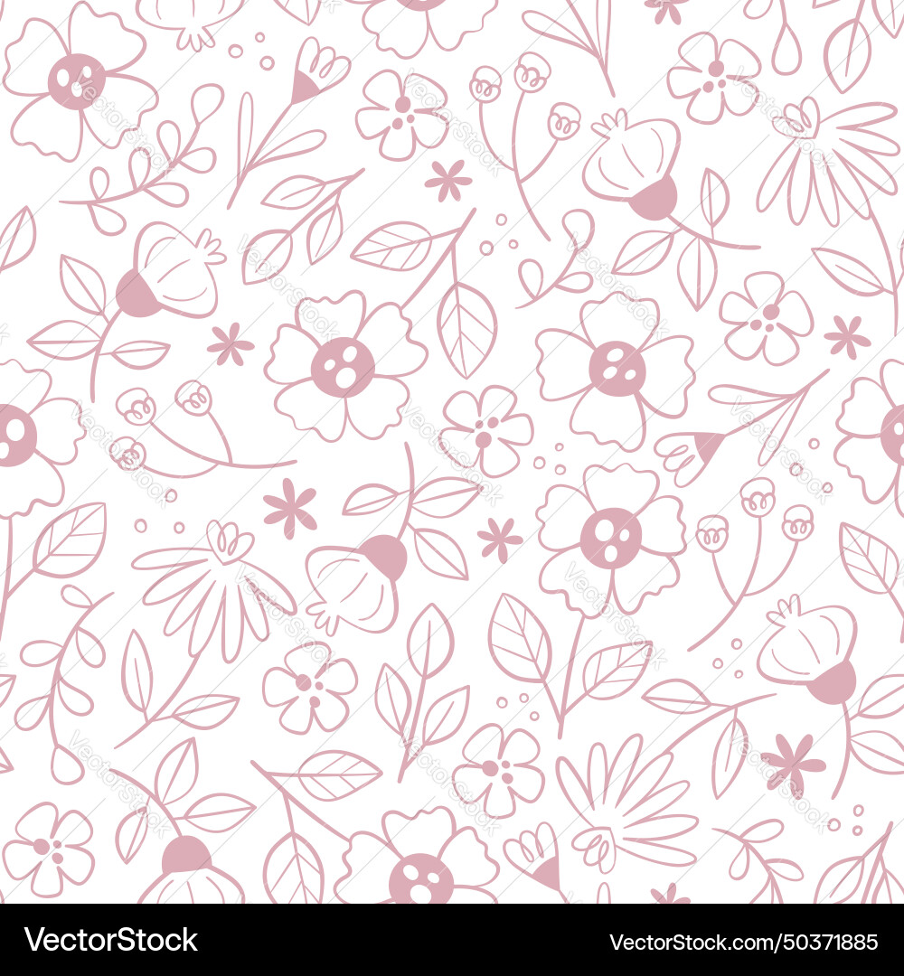 Line art floral pattern Royalty Free Vector Image
