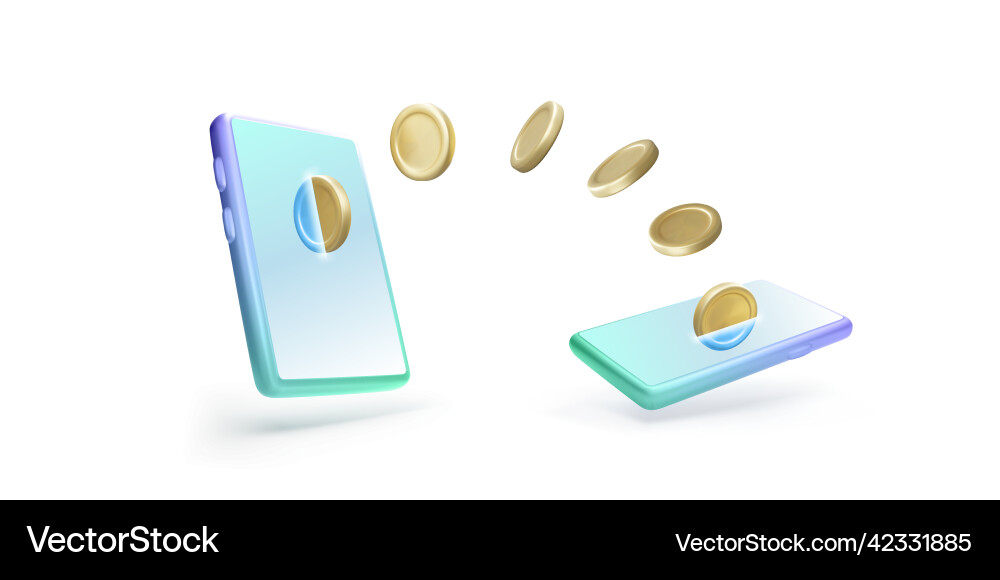 Money transaction between two mobile phone Vector Image