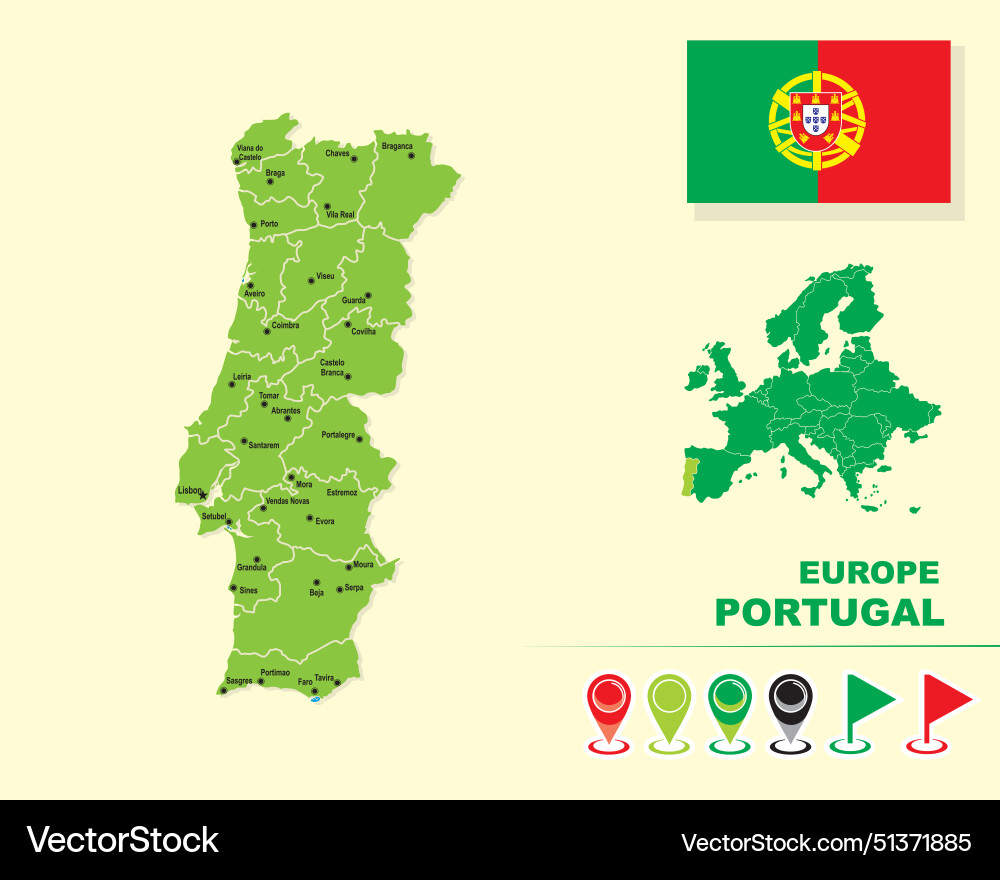 Portugal map Royalty Free Vector Image - VectorStock