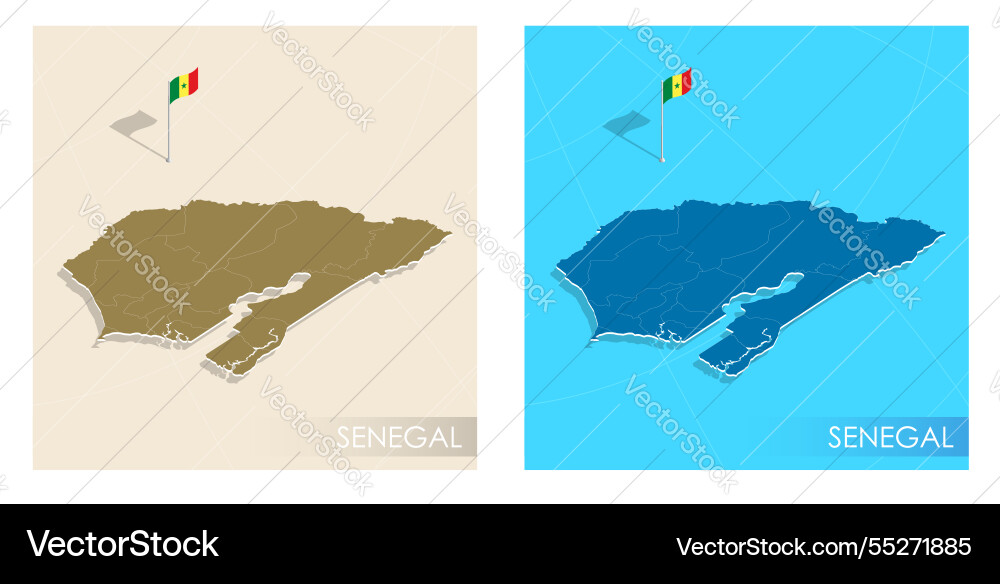 Senegal country flag installed on geographic Vector Image