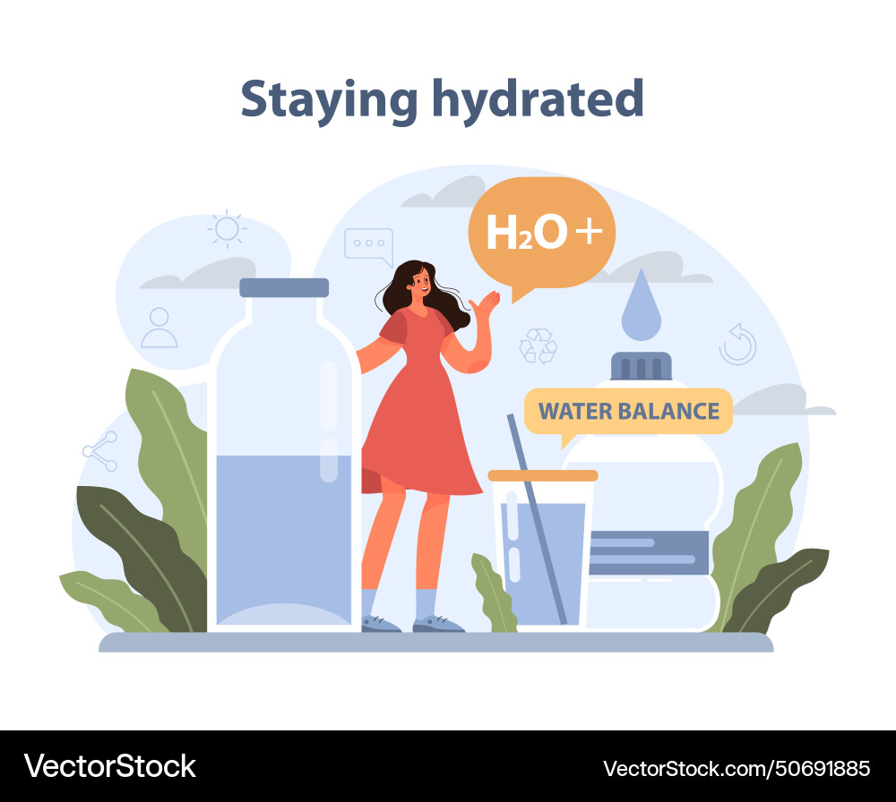 Staying hydrated theme a woman highlights Vector Image