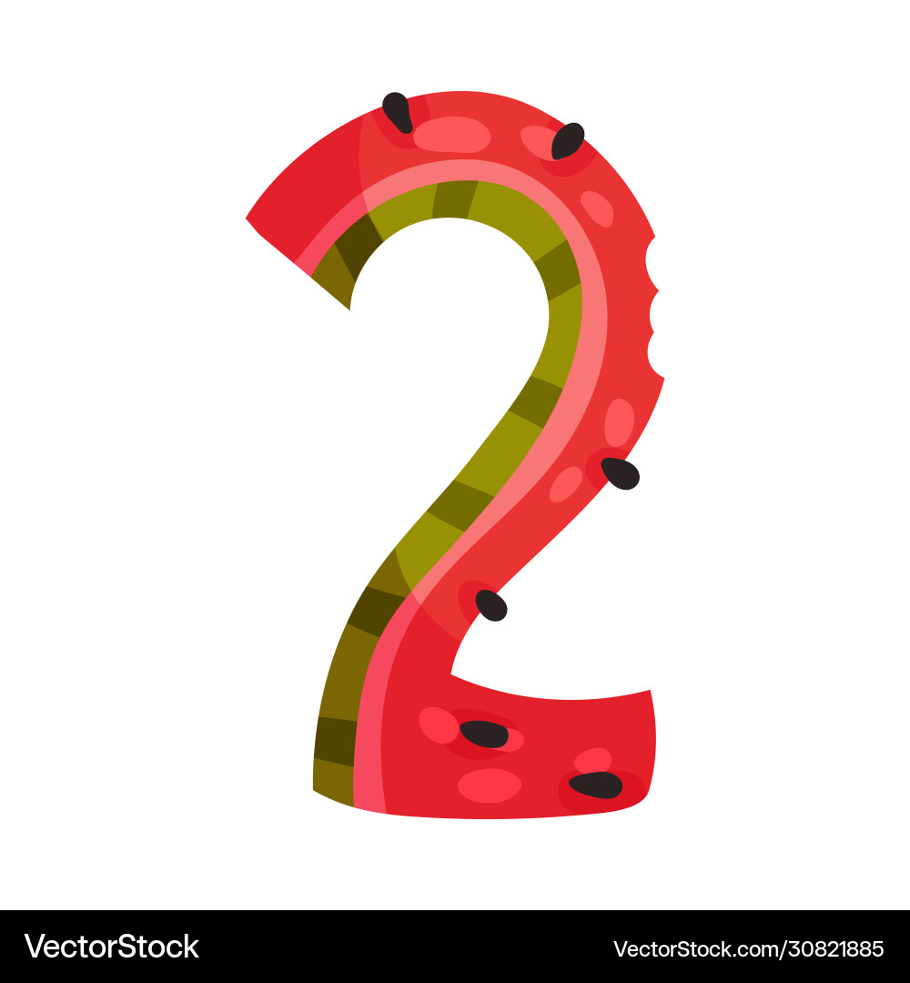 Watermelon fruit arranged in number isolated Vector Image