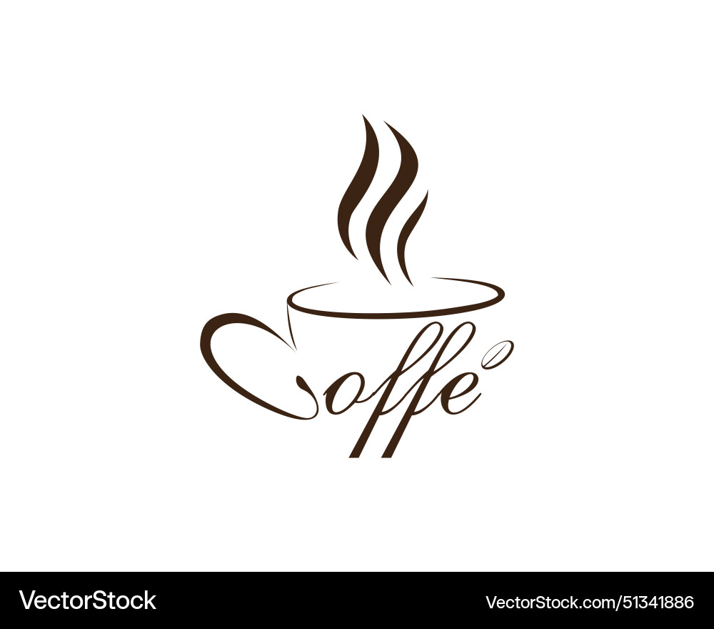 Beautiful cup coffee and font Royalty Free Vector Image