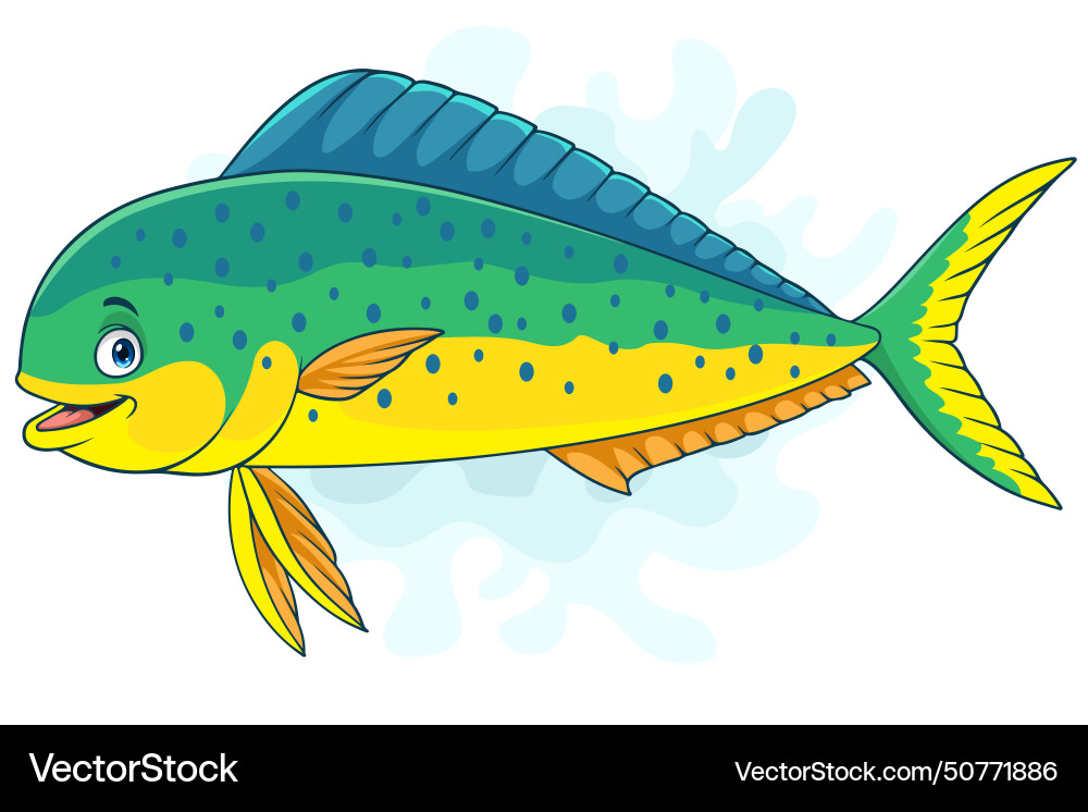 Cartoon mahi mahi fish isolated on white Vector Image