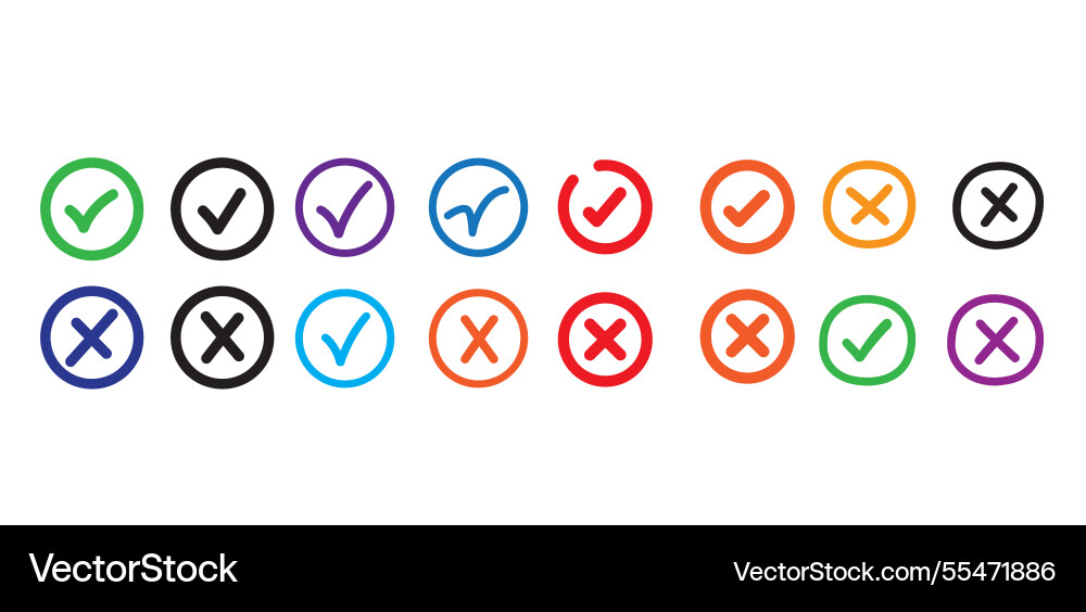 Check mark icon button set box Royalty Free Vector Image