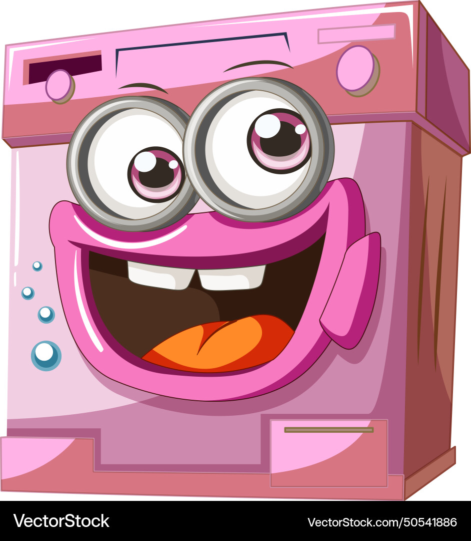 Colorful animated washing machine with a joyful Vector Image