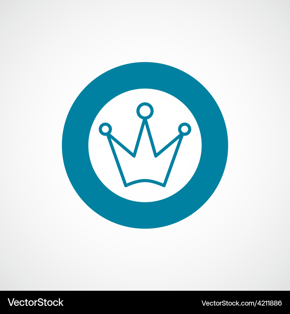 Crown icon bold blue circle border Royalty Free Vector Image