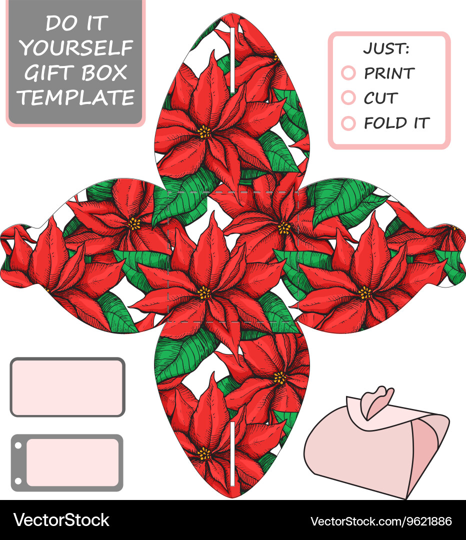 Favor gift box die cut template Royalty Free Vector Image