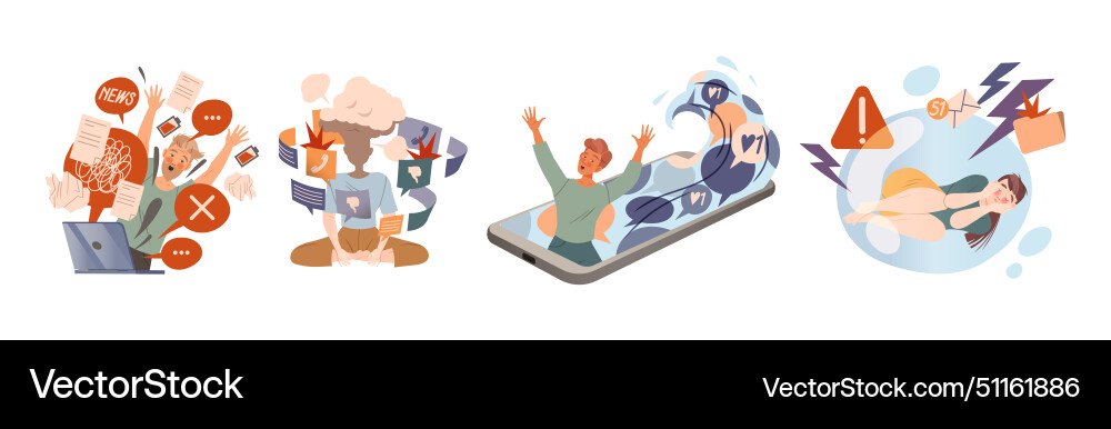 Information stress with people character overload Vector Image
