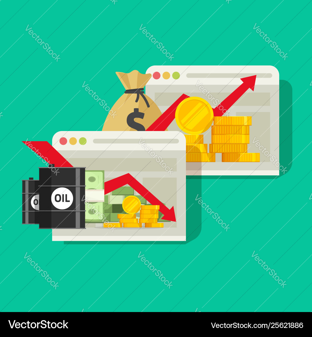 Stock charts on website flat cartoon Royalty Free Vector