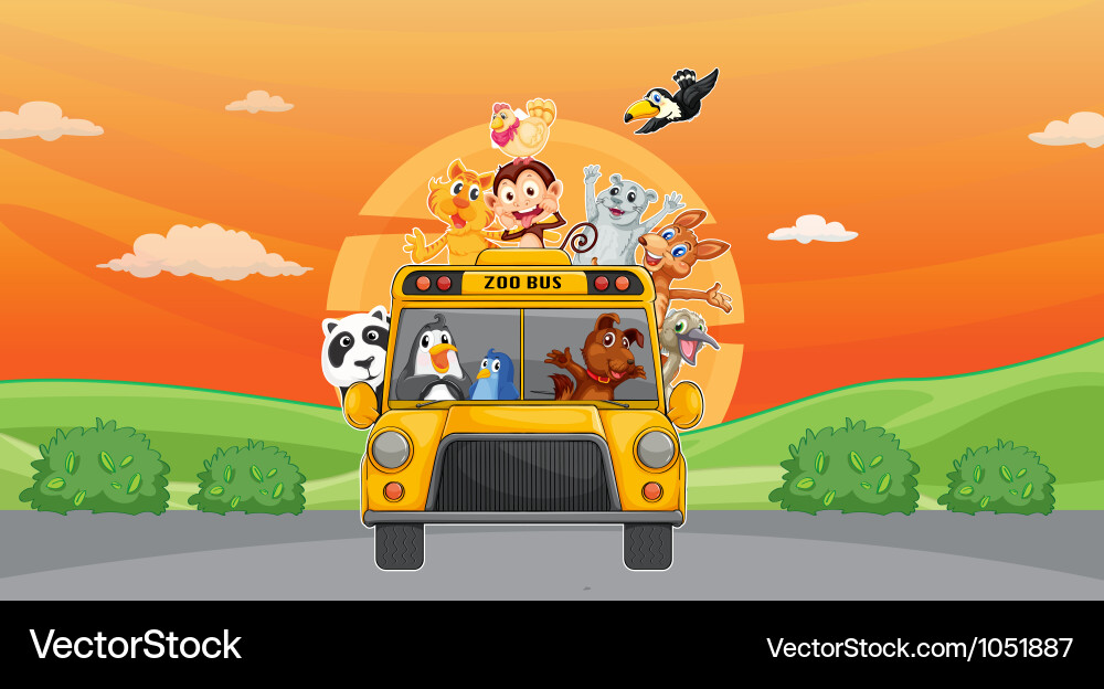 Animals and zoo bus Royalty Free Vector Image - VectorStock