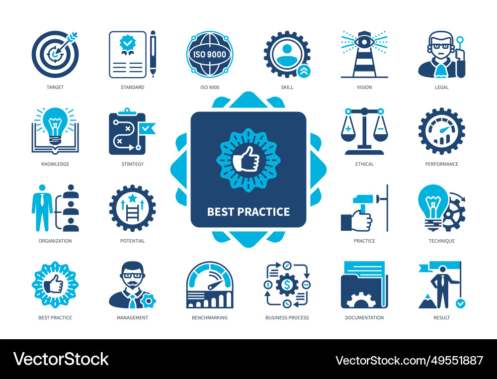 Best practice solid icon set Royalty Free Vector Image