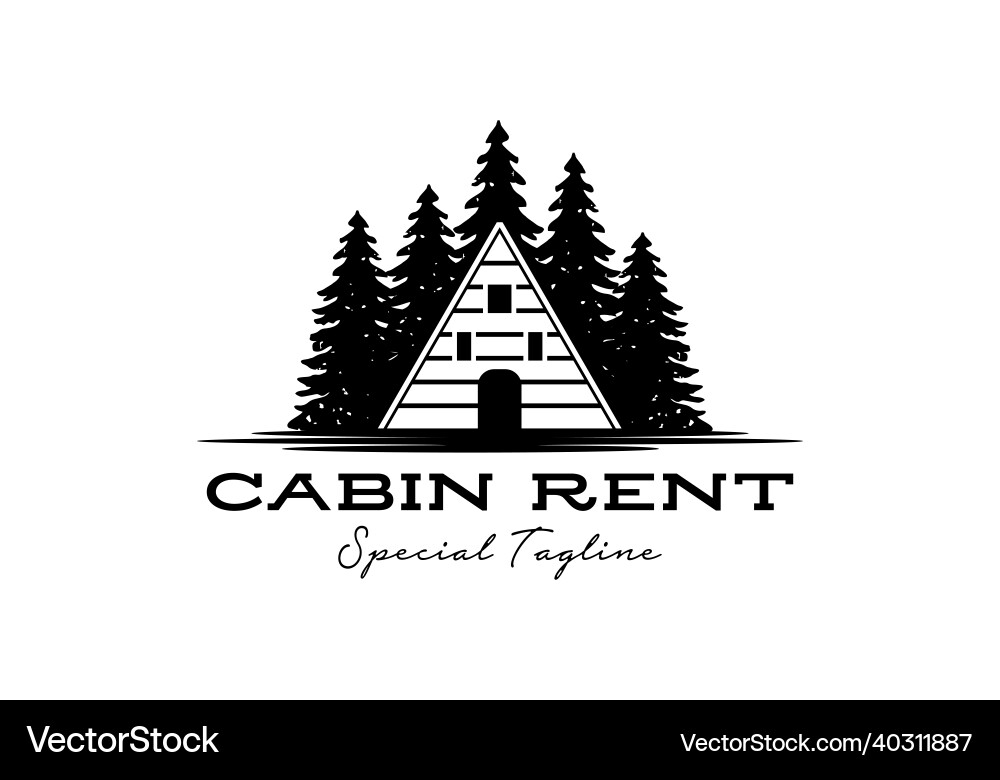 Cabin villa house rent logo design template Vector Image
