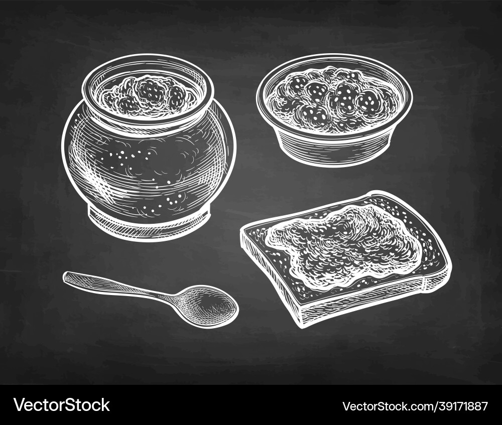 Chalk sketch of jam jar Royalty Free Vector Image