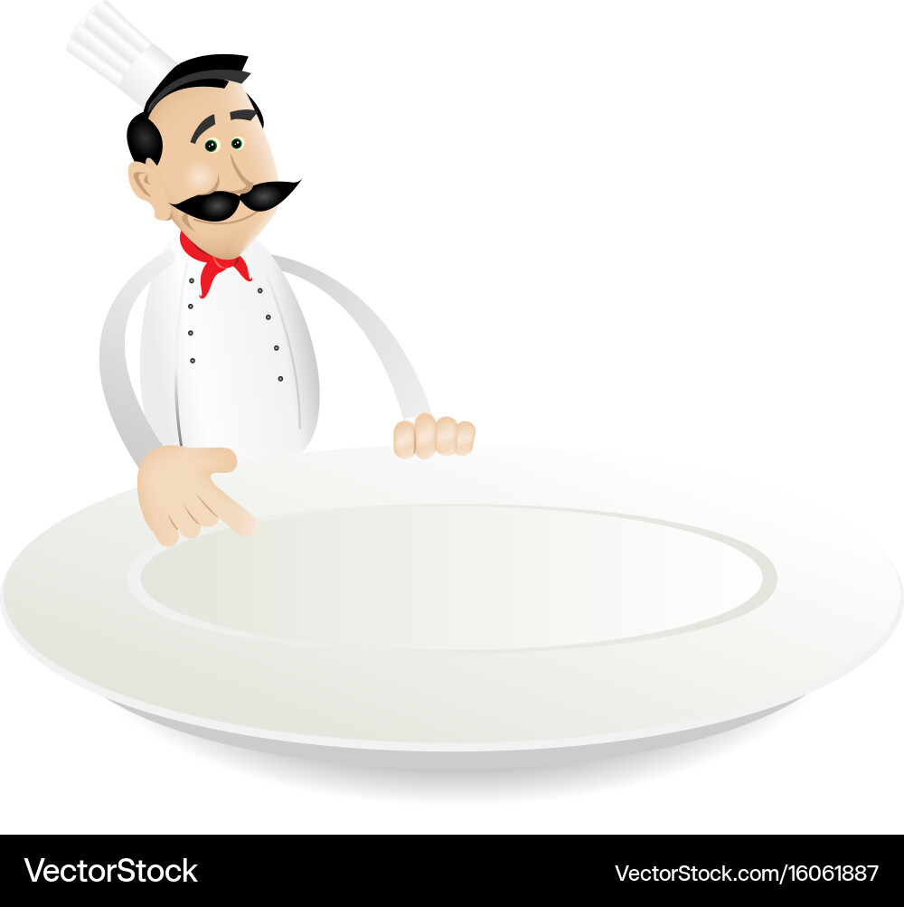 Chef menu holding dish Royalty Free Vector Image