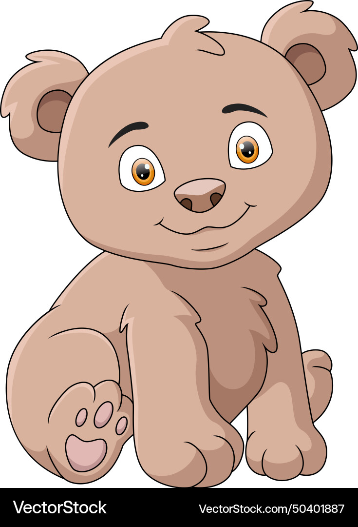 Cute little bear cartoon sitting Royalty Free Vector Image