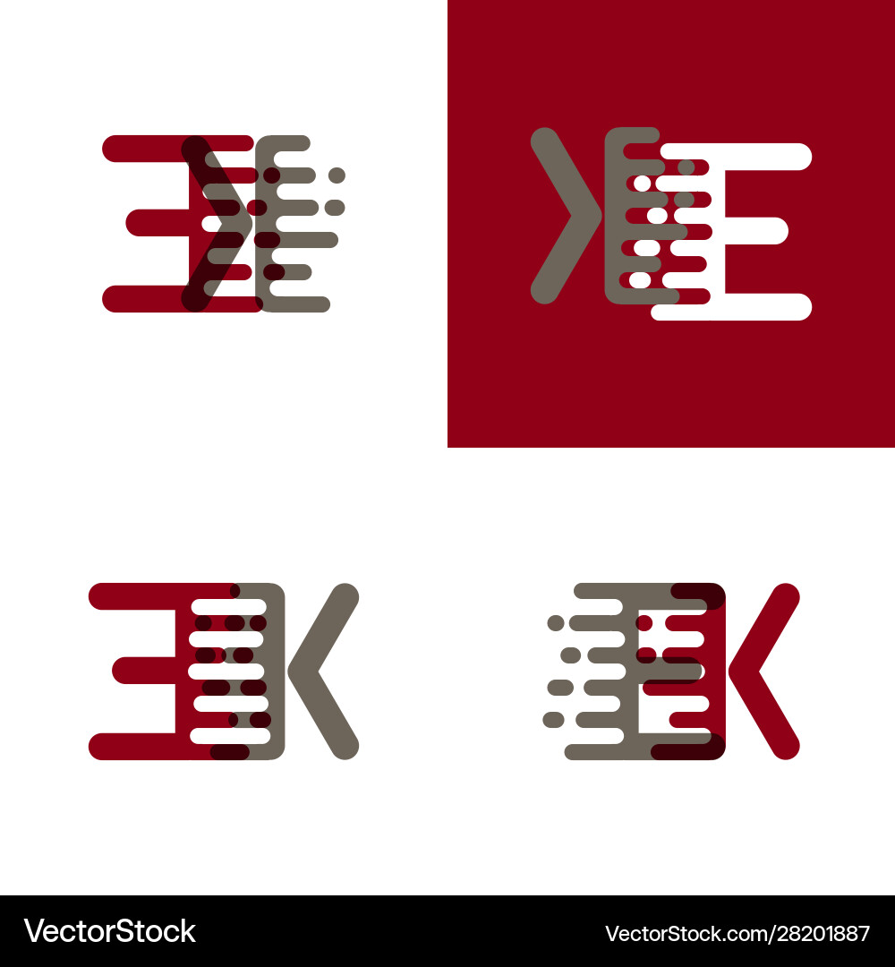 Ek letters logo with accent speed in drak red Vector Image